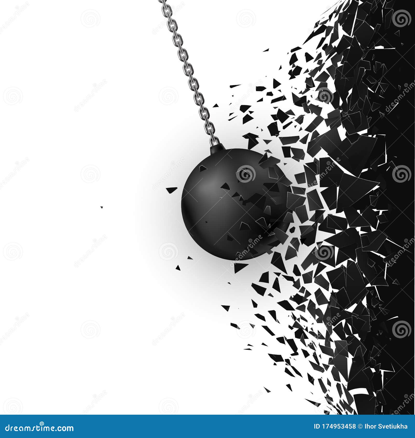 Abstract Cloud of Pieces and Fragments after Wall Demolition by ...