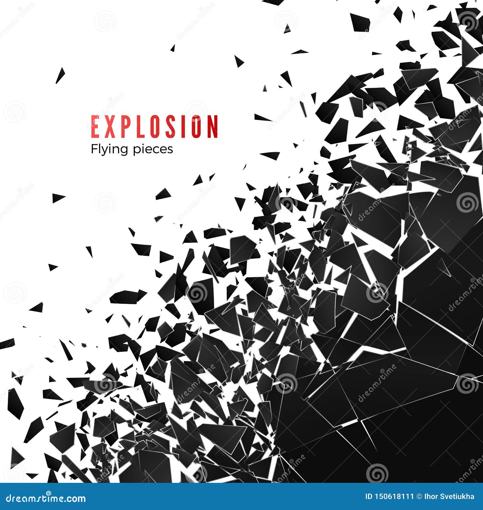 Abstract Cloud Of Pieces And Fragments After Wall Explosion. Shatter ...