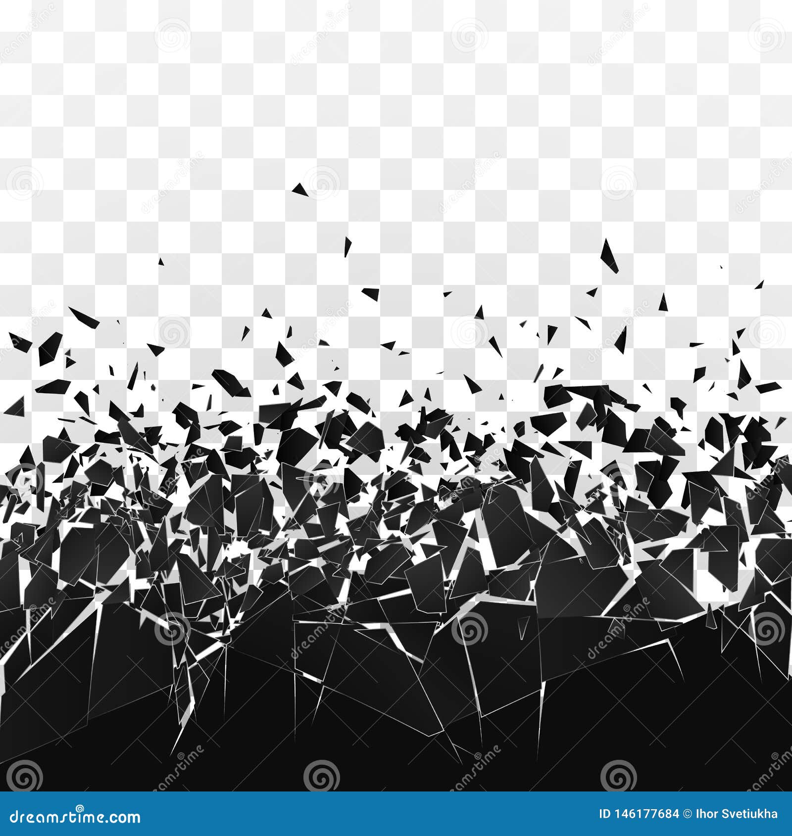 Abstract Cloud Of Pieces And Fragments After Wall Explosion. Shatter ...