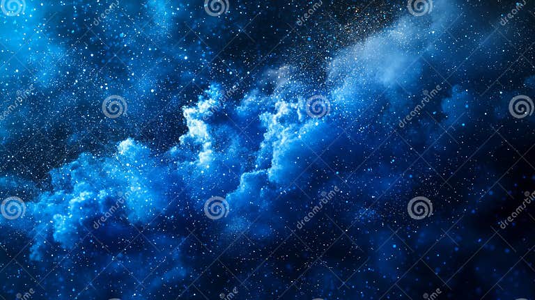 Abstract Cloud of Pixels Dissolving into a Dark Blue Void. Stock Photo ...