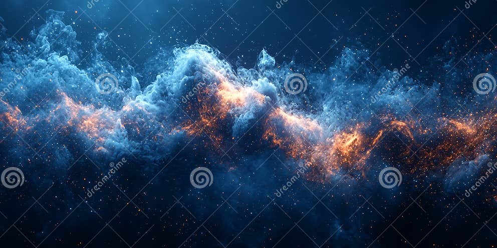 Abstract Cloud of Pixels Dissolving into a Dark Blue Void. Stock Photo ...