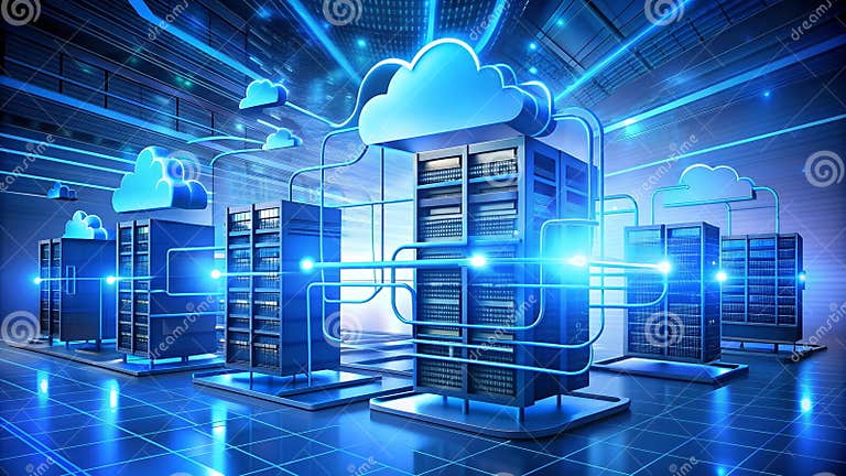 Abstract Cloud Server Setup a Symphony of Data Flow AI Generated Stock ...