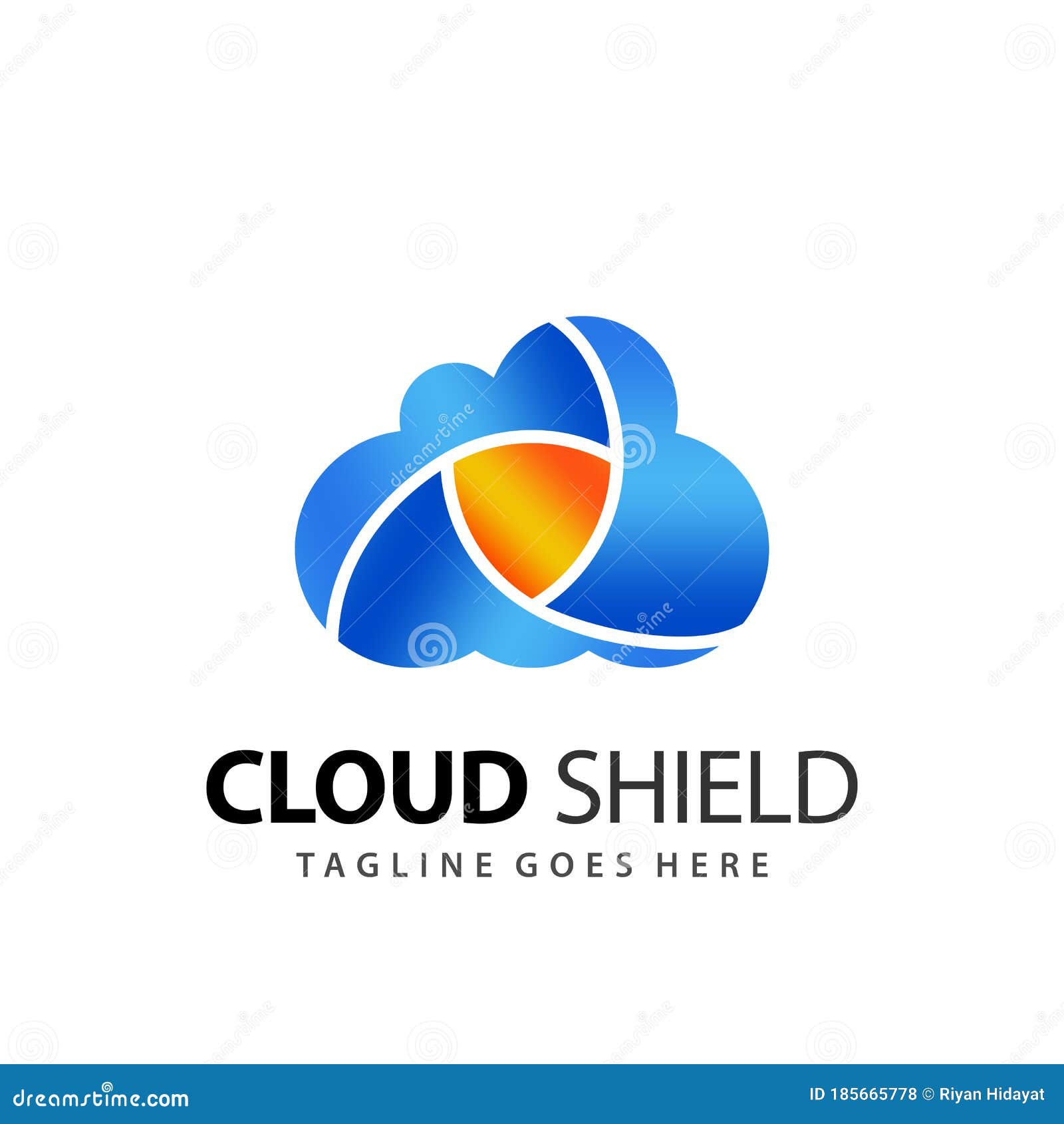 Abstract Cloud Shield Logo Design Vector Illustration Template Vector ...
