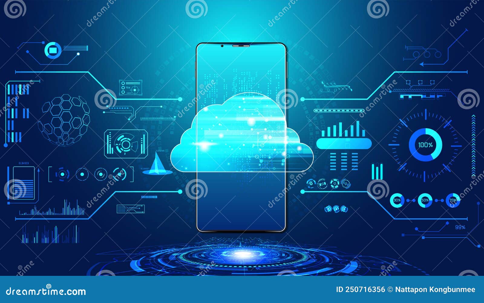 Abstract Cloud Technology with Big Data and Smartphone Concept ...