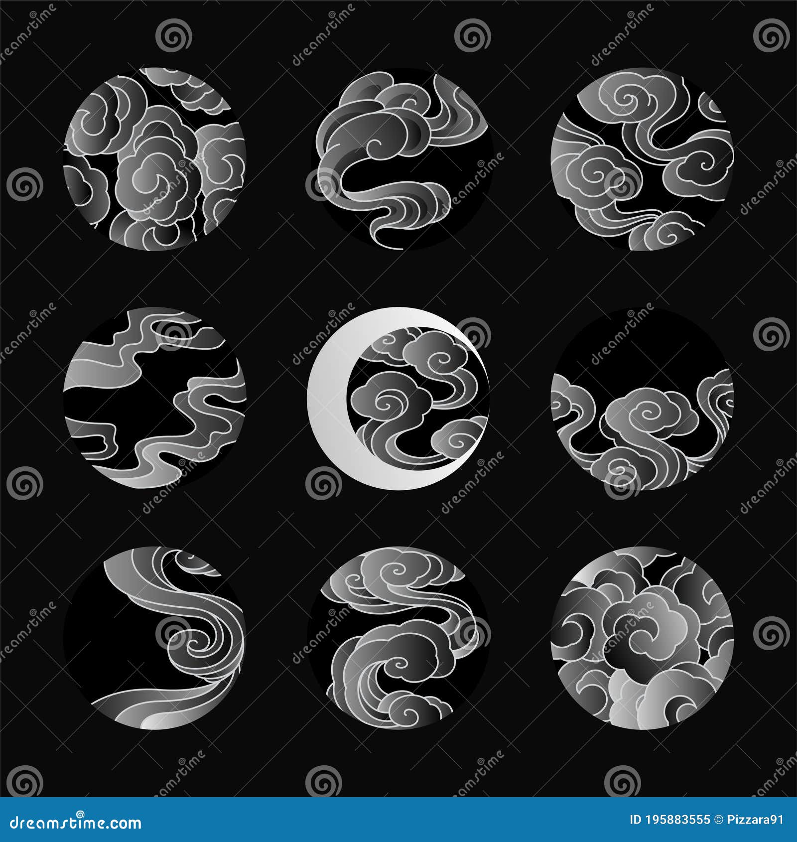 Abstract Cloud Vector Line Art Illustration Stock Vector - Illustration ...