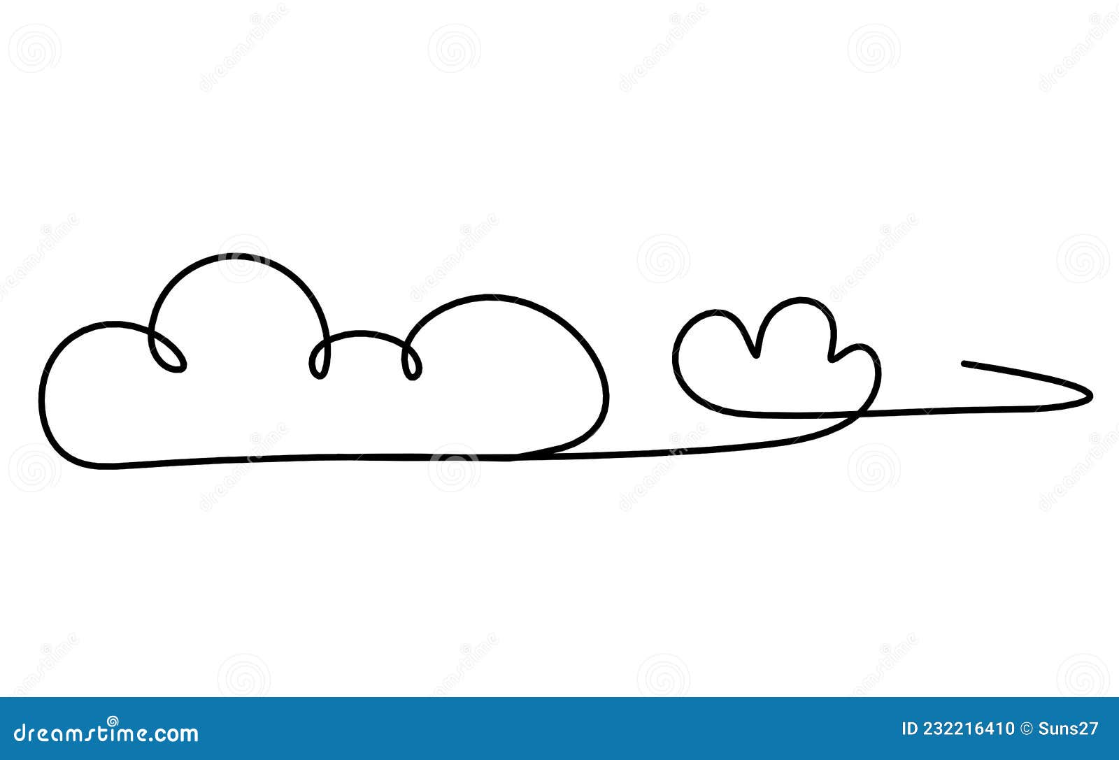 Abstract Clouds As Line Drawing on White Stock Vector - Illustration of ...