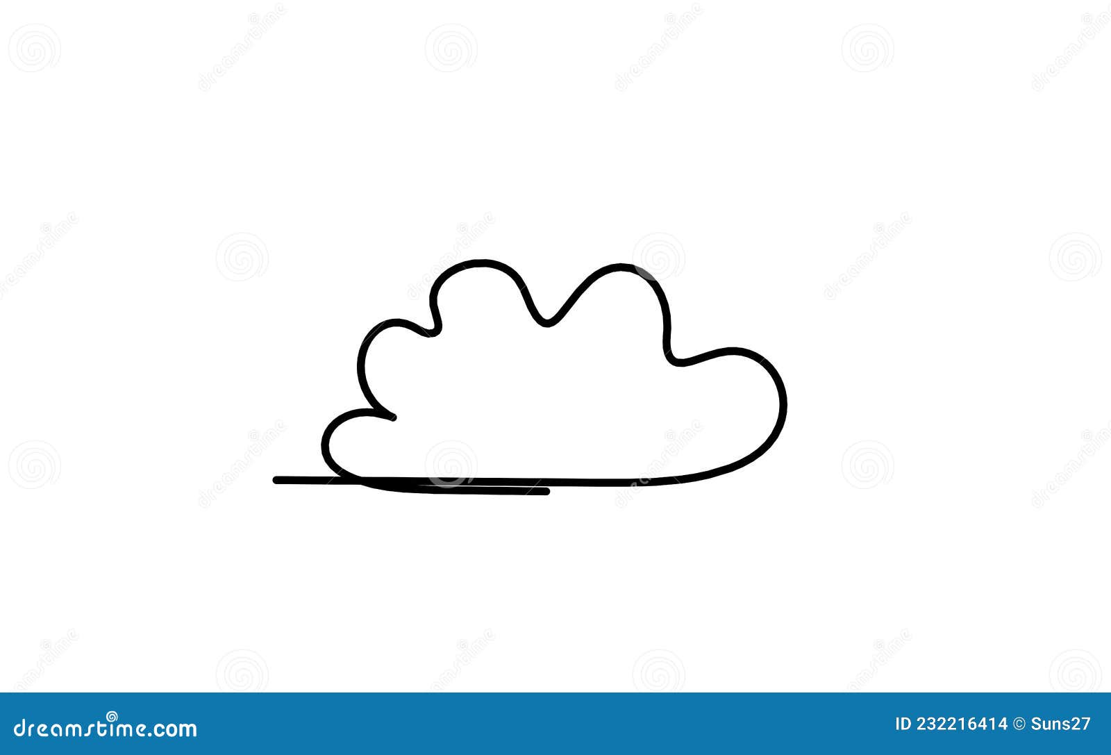 Abstract Clouds As Line Drawing on White Stock Vector - Illustration of ...