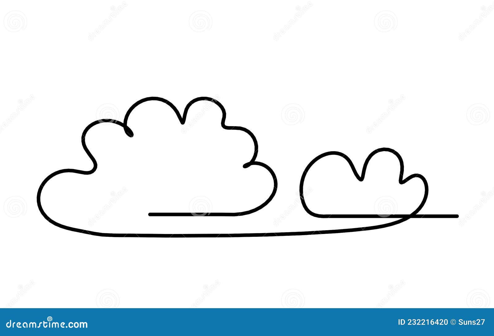 Abstract Clouds As Line Drawing on White Stock Vector - Illustration of ...