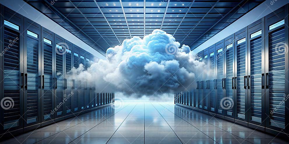 Abstract Clouds in a Server Room Visualization of Cloud Computing AI-Generated Content Stock ...