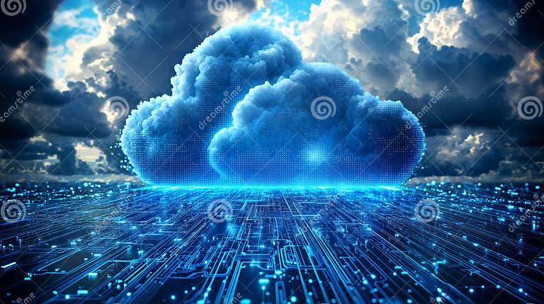 Abstract Clouds in a Server Room, Visualization of Cloud Computing Stock Illustration ...