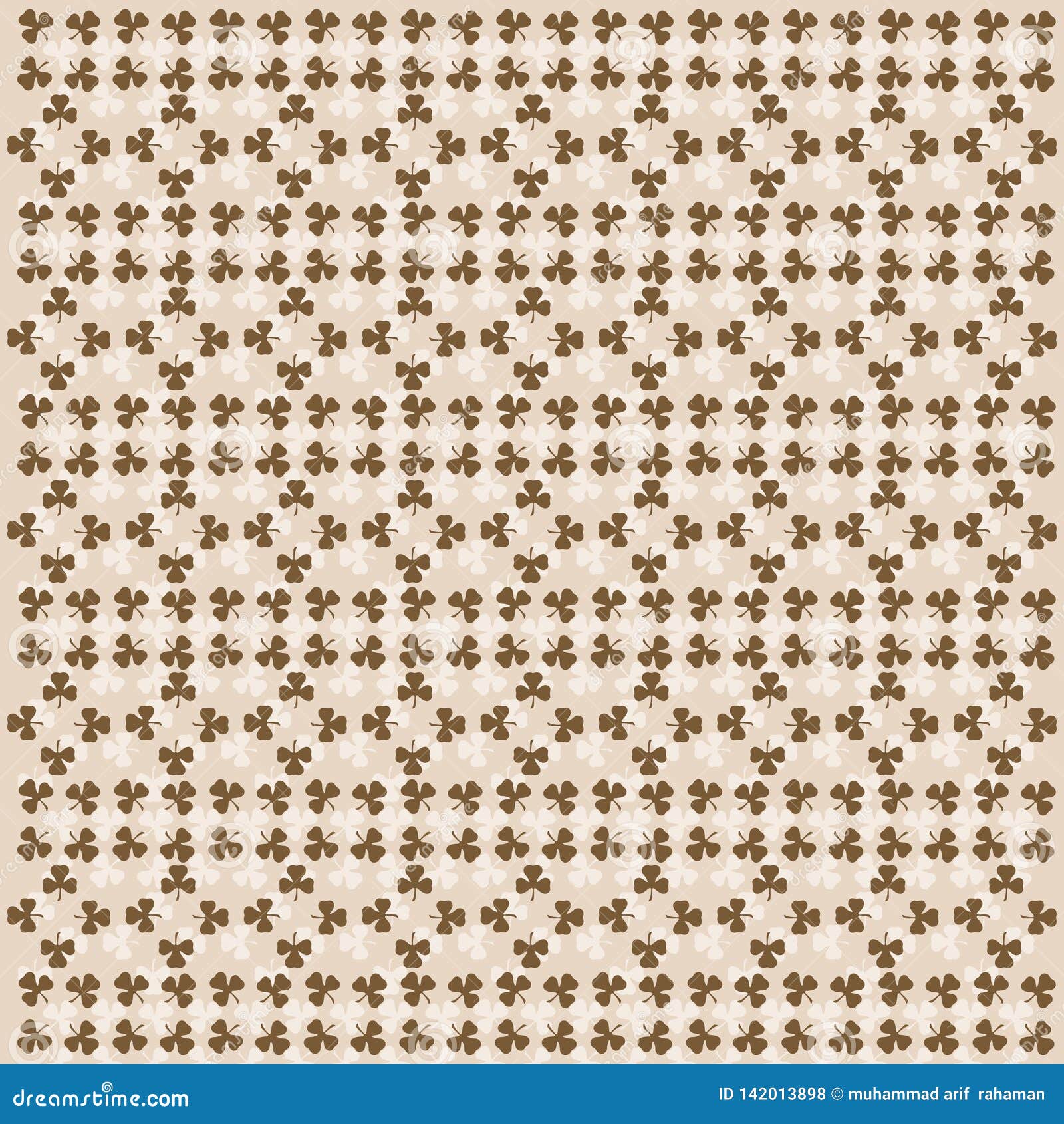 Abstract Clover Leaf Spring Pattern, Light Leaves on Brown Background ...