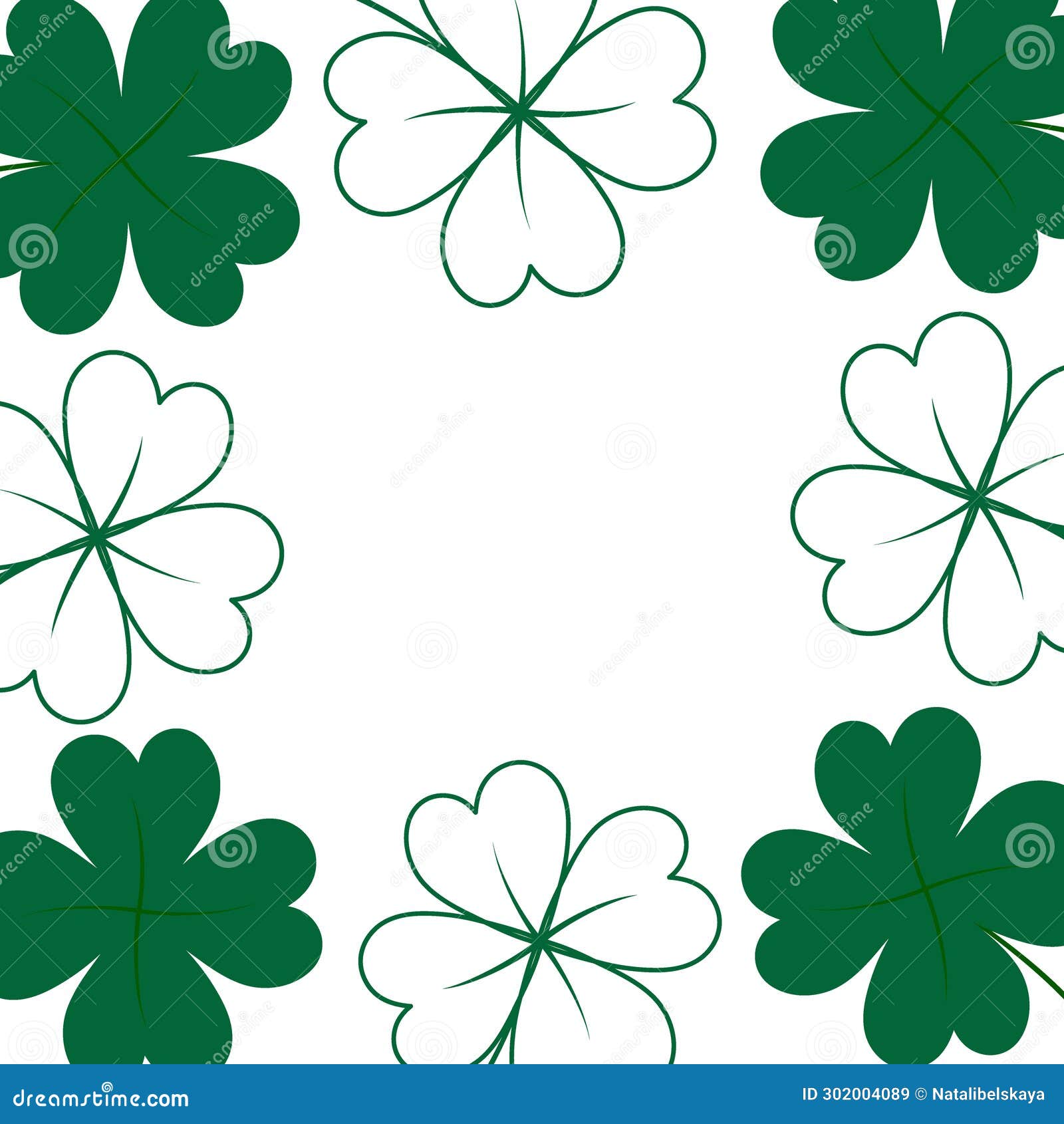Abstract Clover Square Frame Border in Trendy Green with Copyspace ...