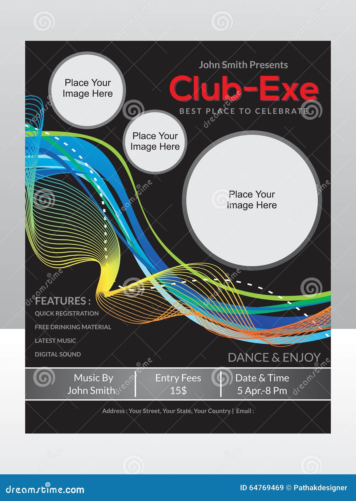 Abstract Club Flyer Template Stock Vector - Illustration of modern ...