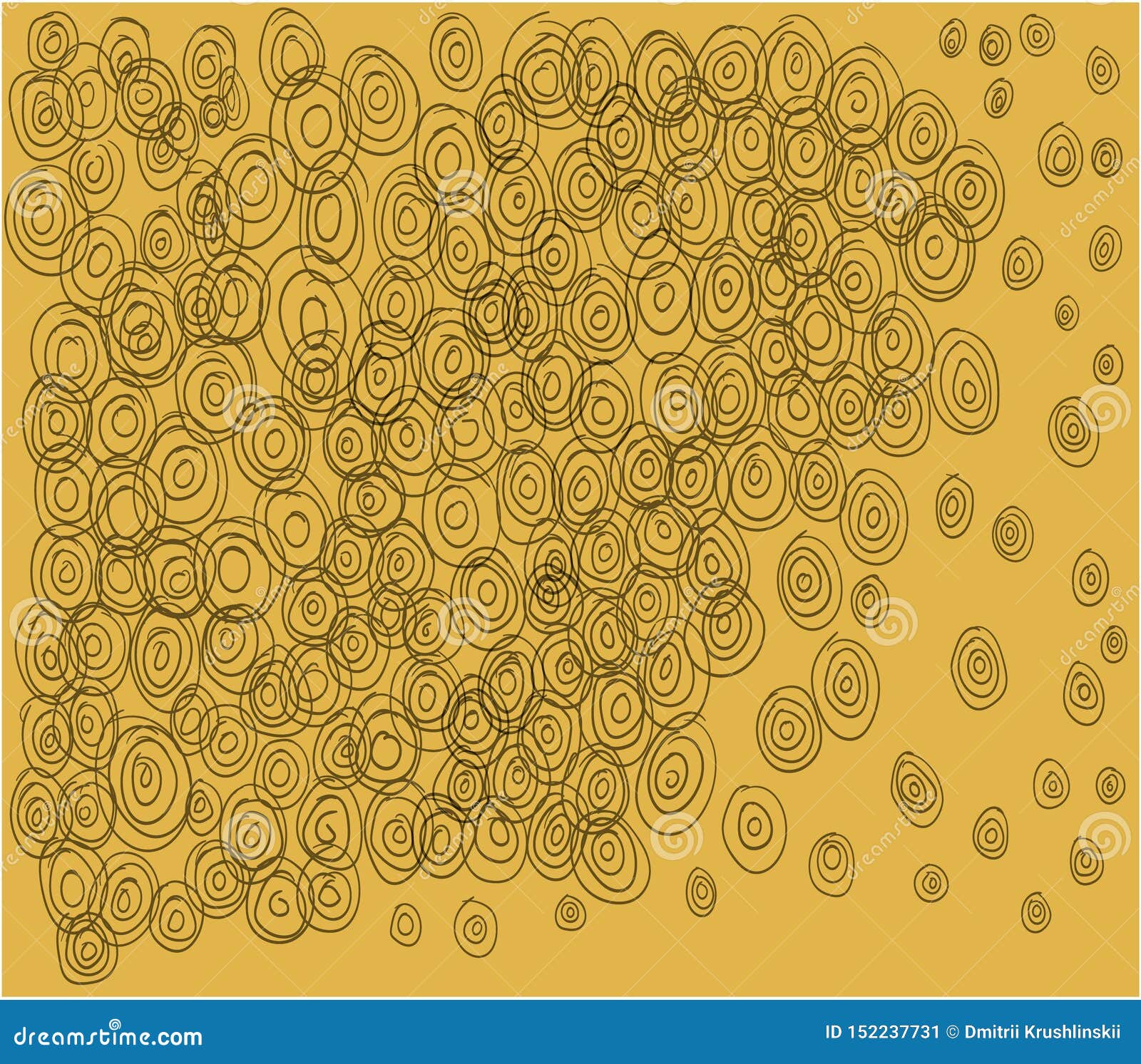 Abstract Cluster of Many Circles Drawn by Black Lines. Stock ...