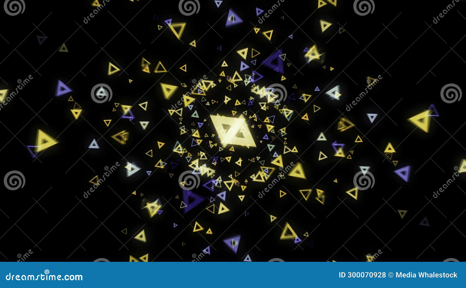Abstract Cluster of Numerous Multicolored Neon Triangles Floating in an ...