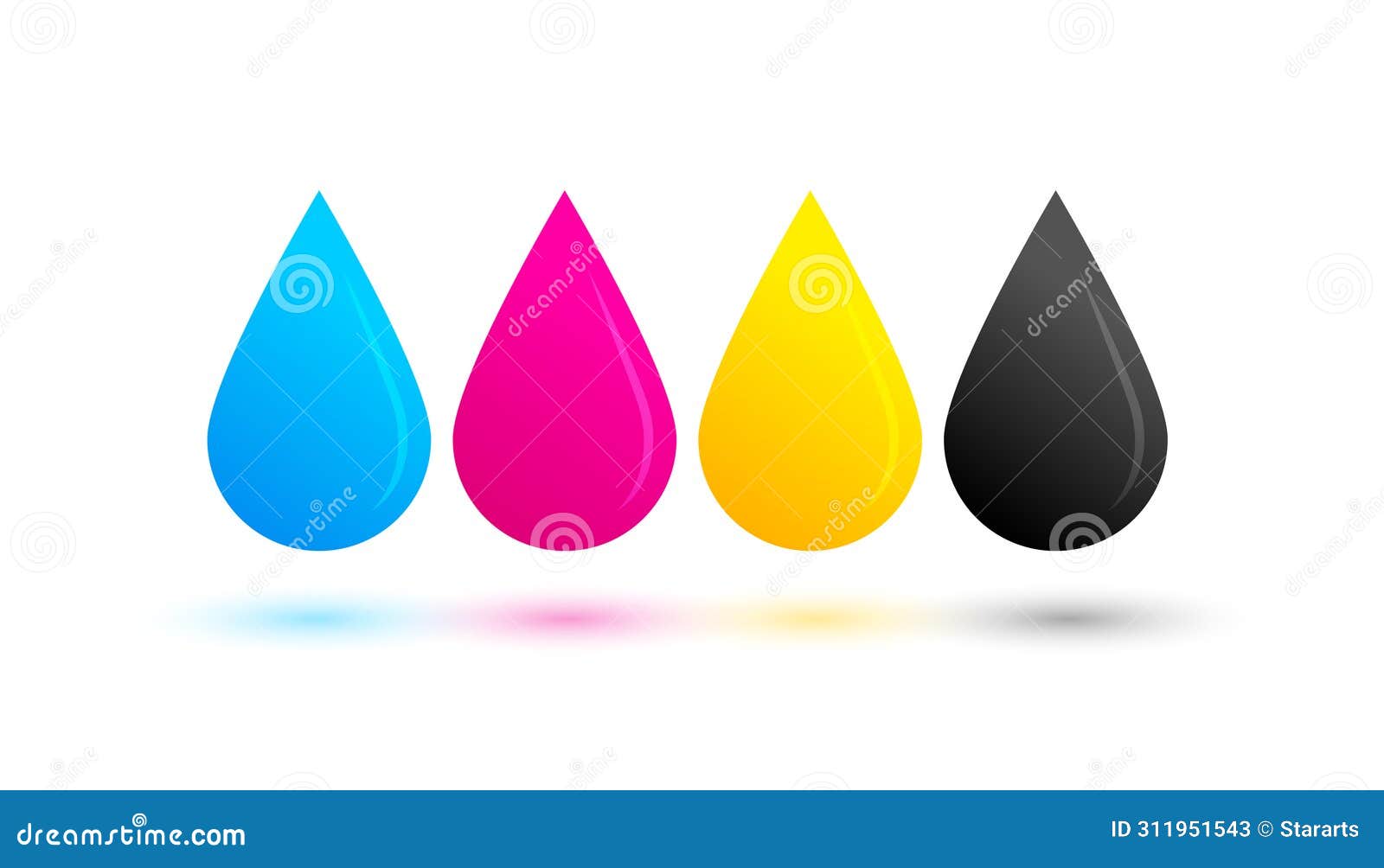 Abstract Cmyk Colors Droplet Background with Shadow Effect Stock Vector ...