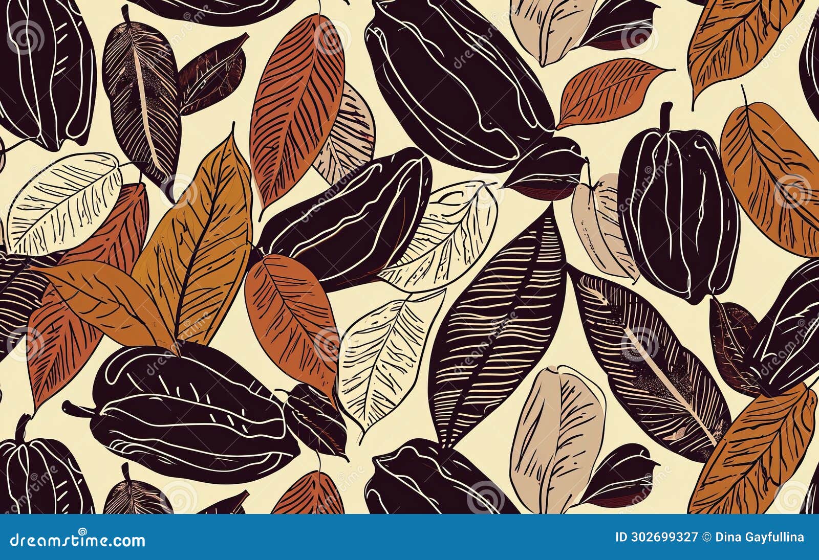 Abstract Cocoa Bean Pattern on a Muted Color Background Stock ...