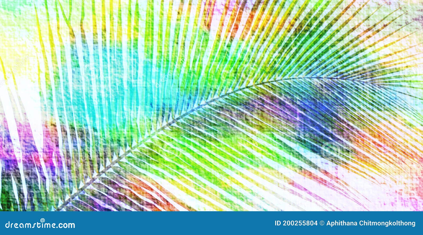 Abstract Coconut Leaves Pattern on Gradient Multi Coclor on Canvas ...