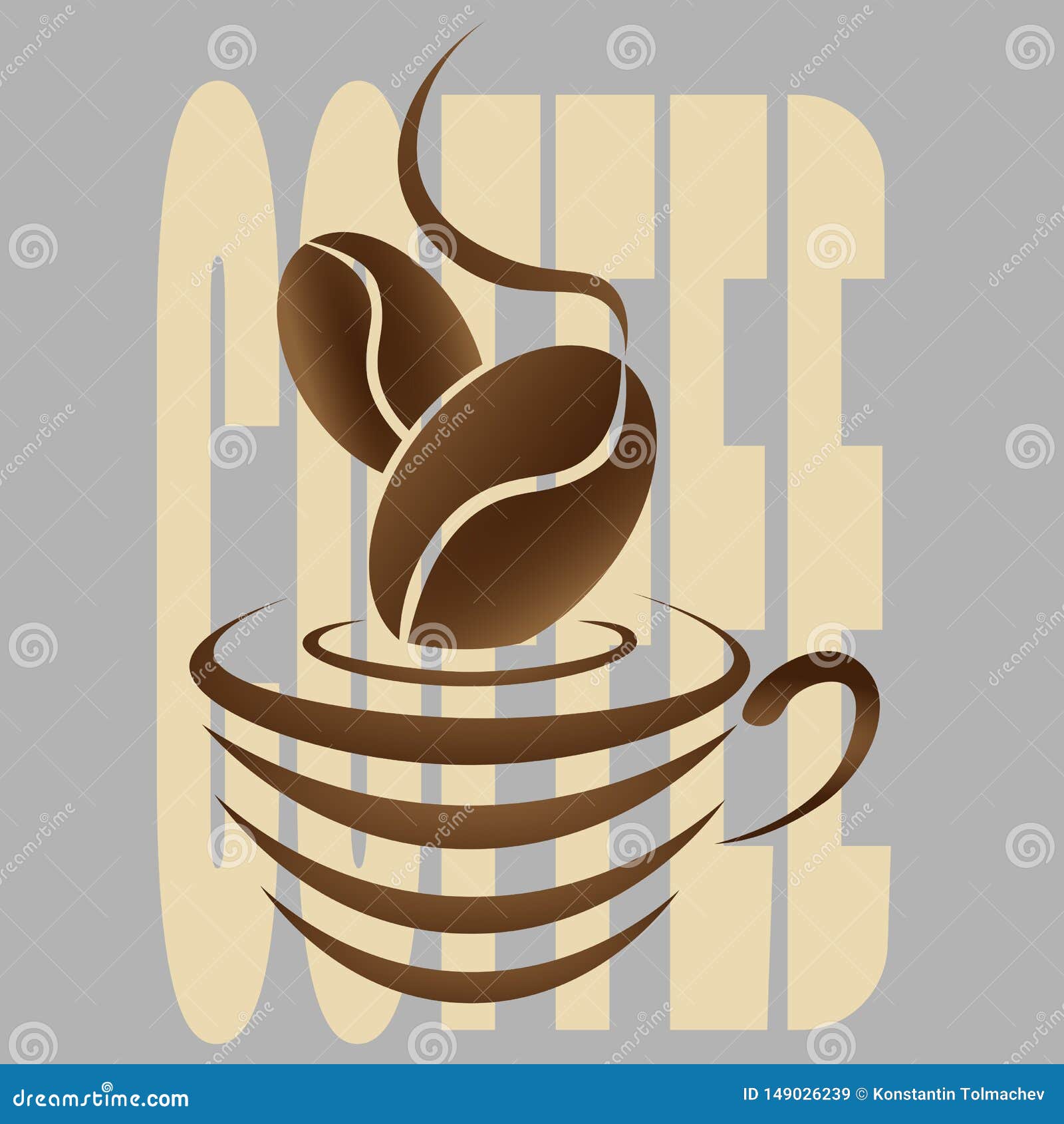 Abstract Coffee Logo with a Coffee Cup and Bean Stock Vector ...