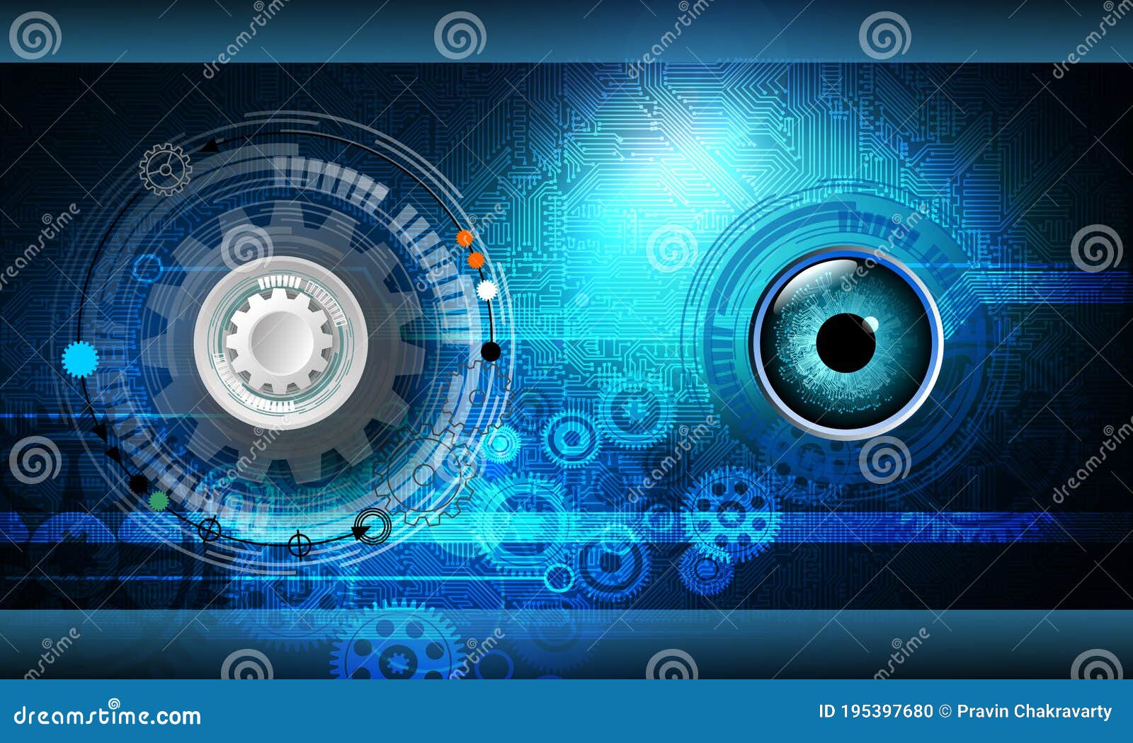 Abstract Cogs Eye Future Circuit Technology Security System Background ...