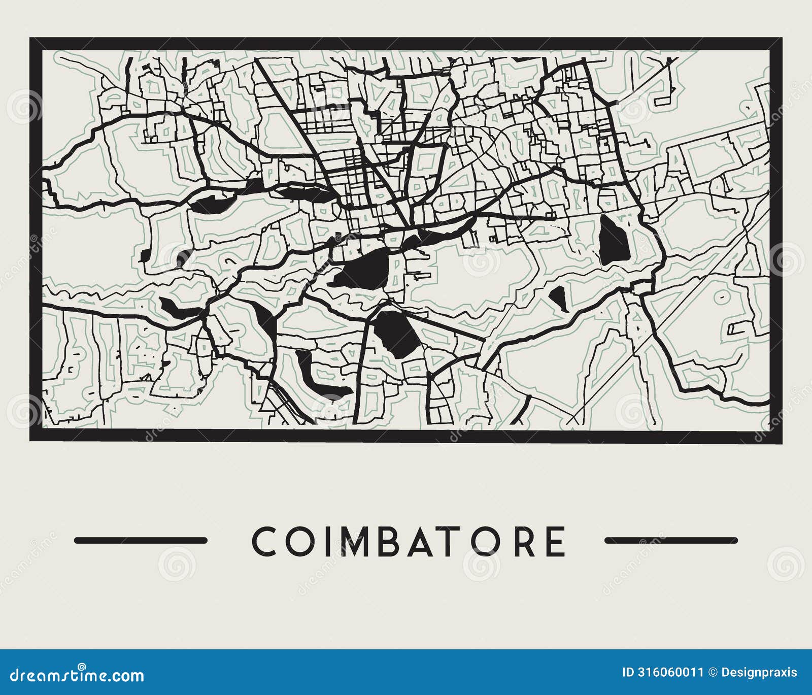 Abstract Coimbatore City Map - Illustration Stock Photography ...