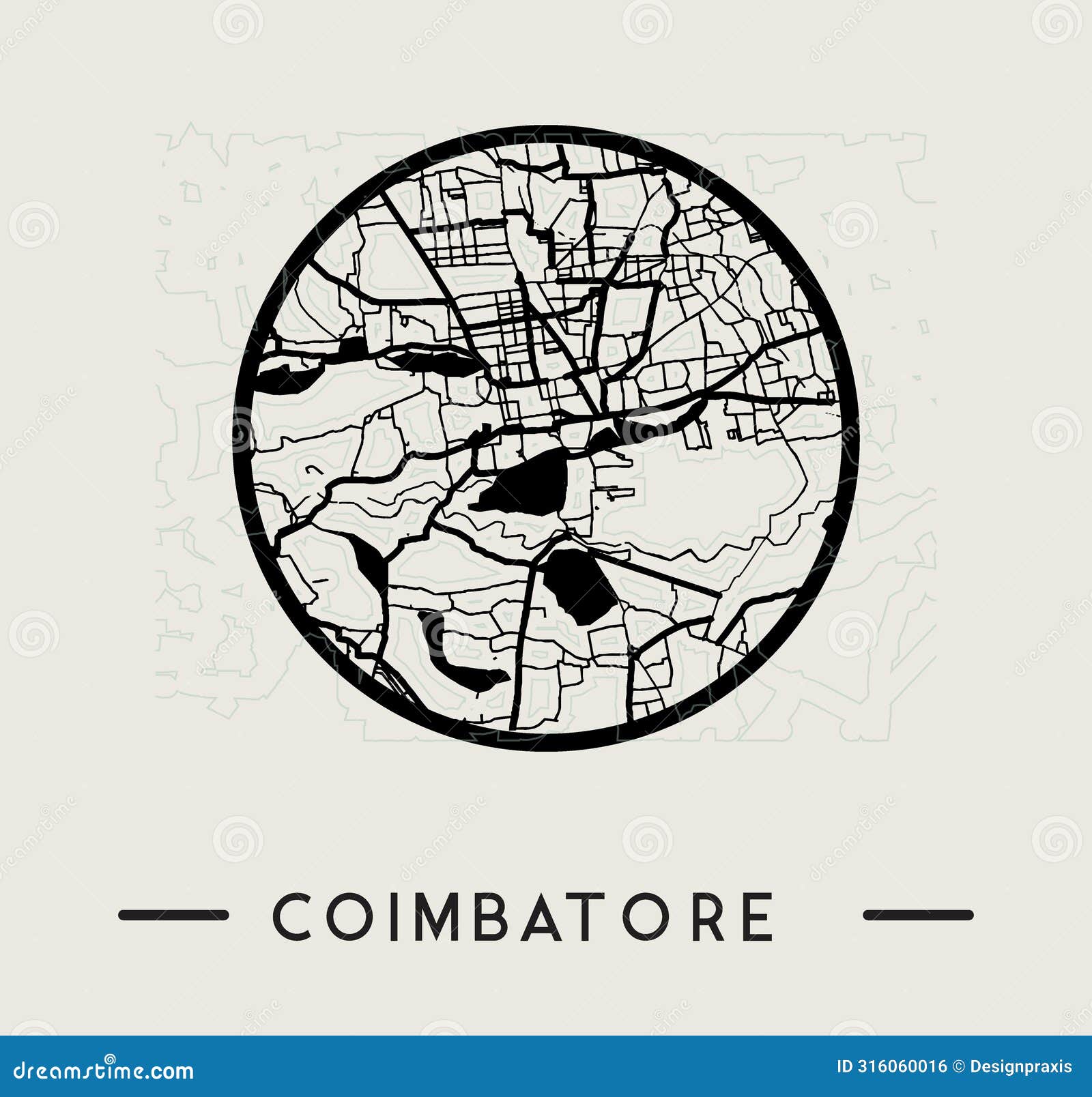 Abstract Coimbatore City Map - Illustration Stock Illustration ...