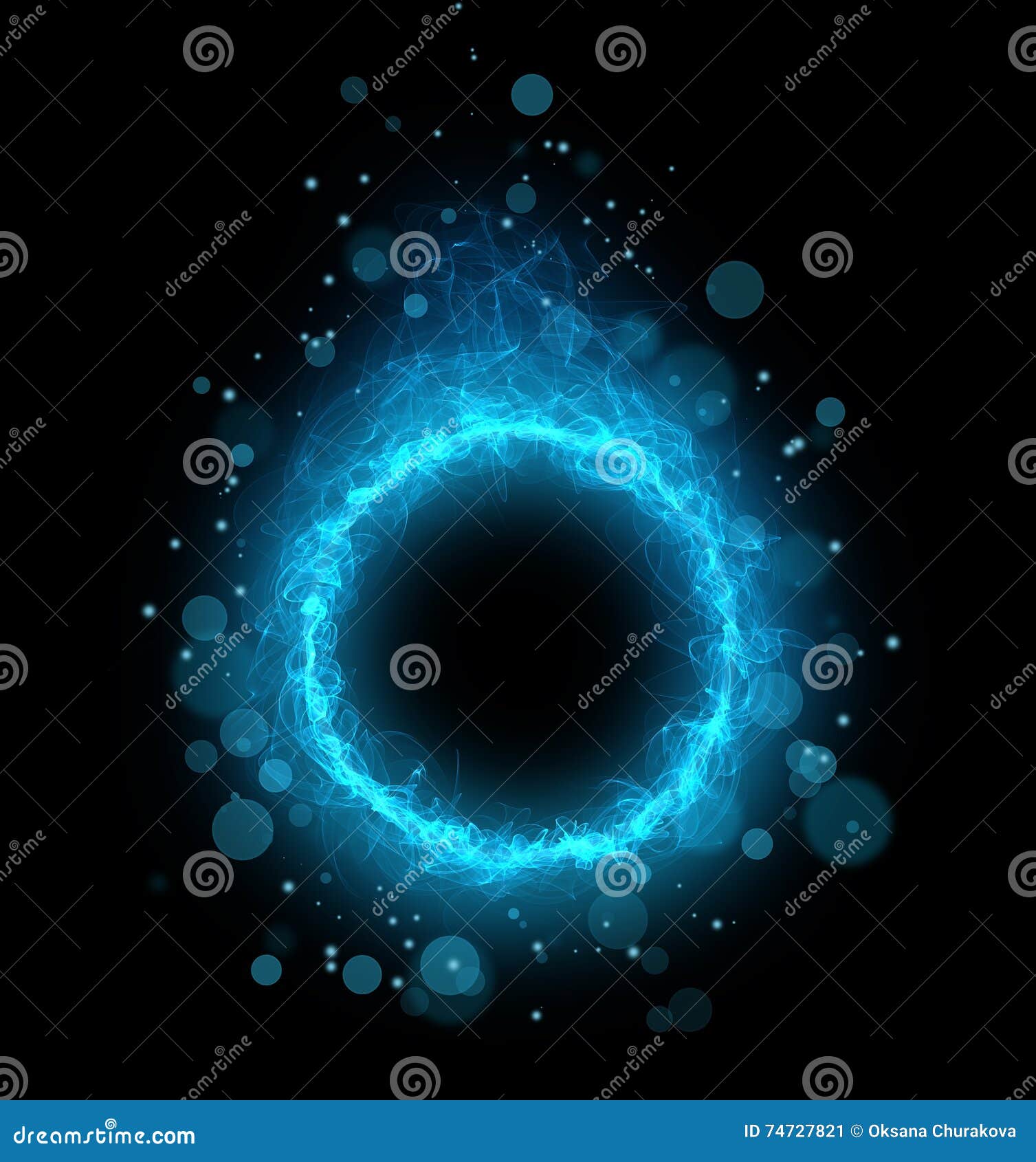Abstract Cold Blue Circle, Fire and Smoke Stock Illustration ...