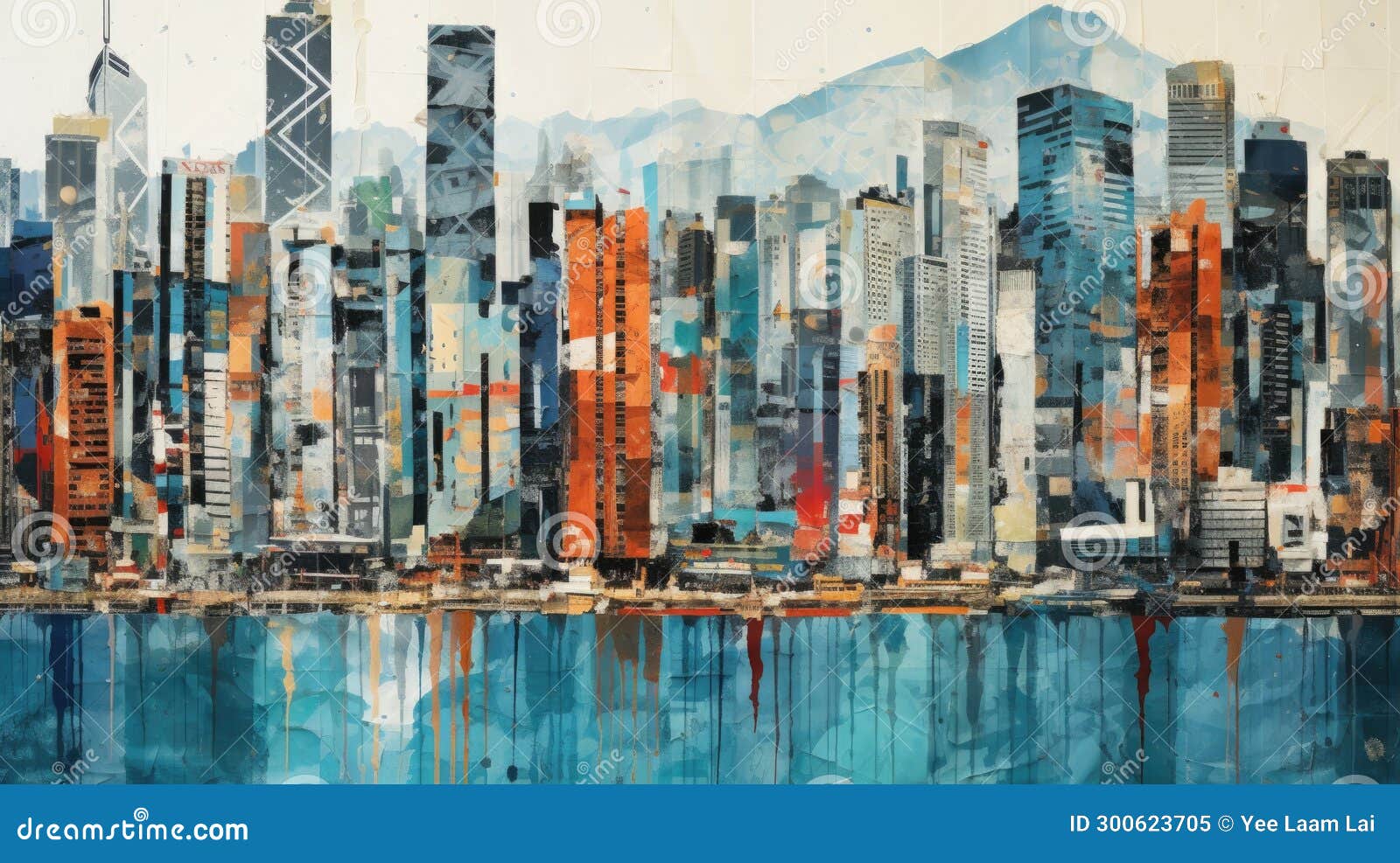 Abstract Collage Art of Cityscape View, Ai Stock Illustration ...