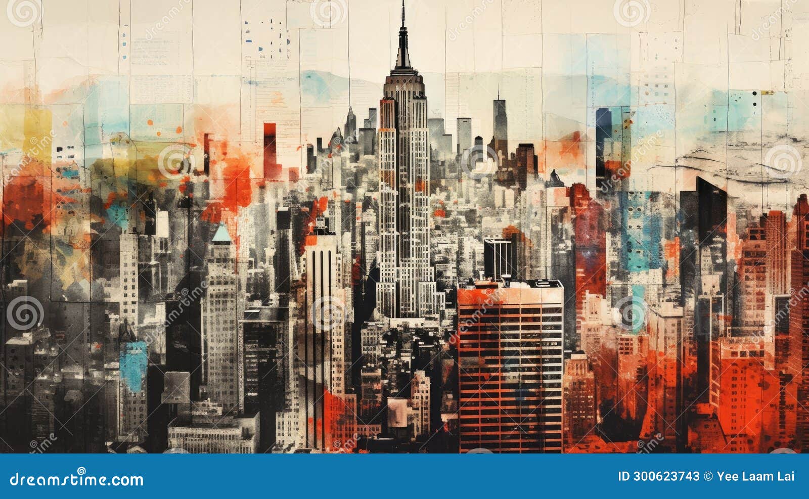 Abstract Collage Art of Cityscape View, Ai Stock Illustration ...