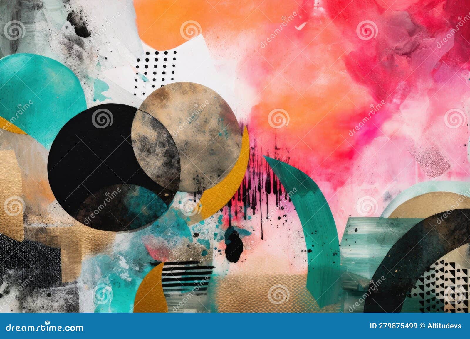 Abstract Collage with Bold Colors and Textures Stock Illustration ...