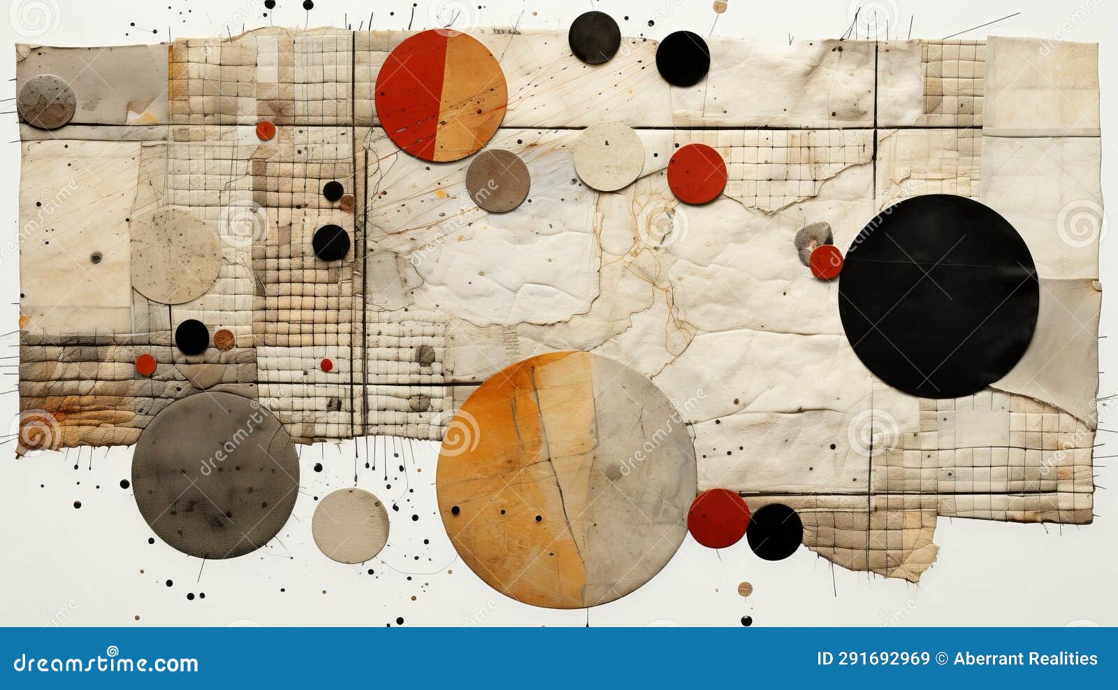 An Abstract Collage of Circles and Dots on Paper Stock Illustration ...