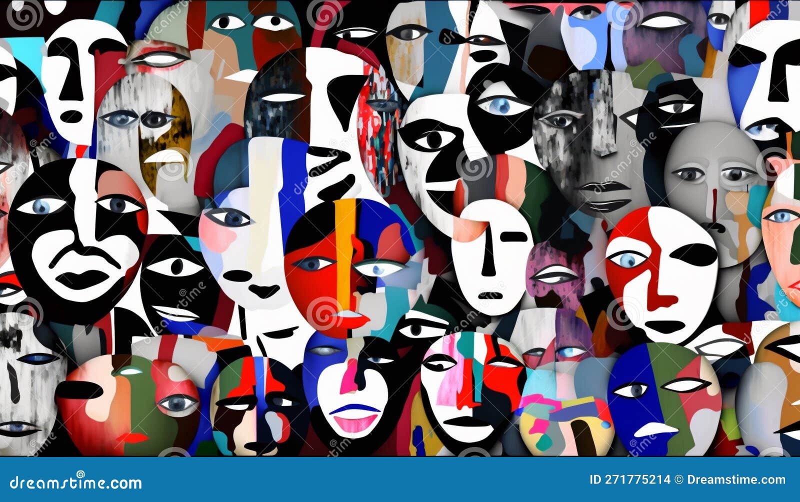 Abstract Collage of Different Masks. Concept of Information Security ...
