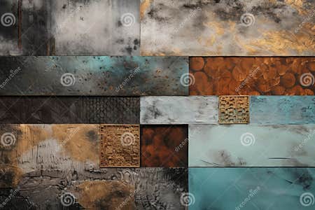 Abstract Collage with Different Textures and Unique Color Scheme Stock ...