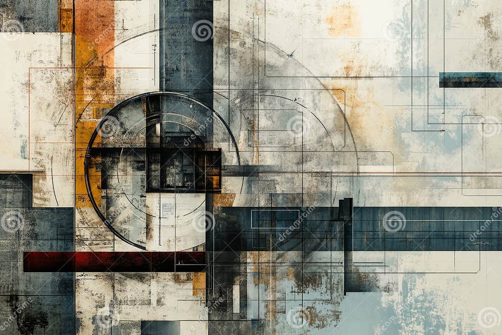 Abstract Collage Featuring Technical Drawings, Diagrams, and Grunge ...
