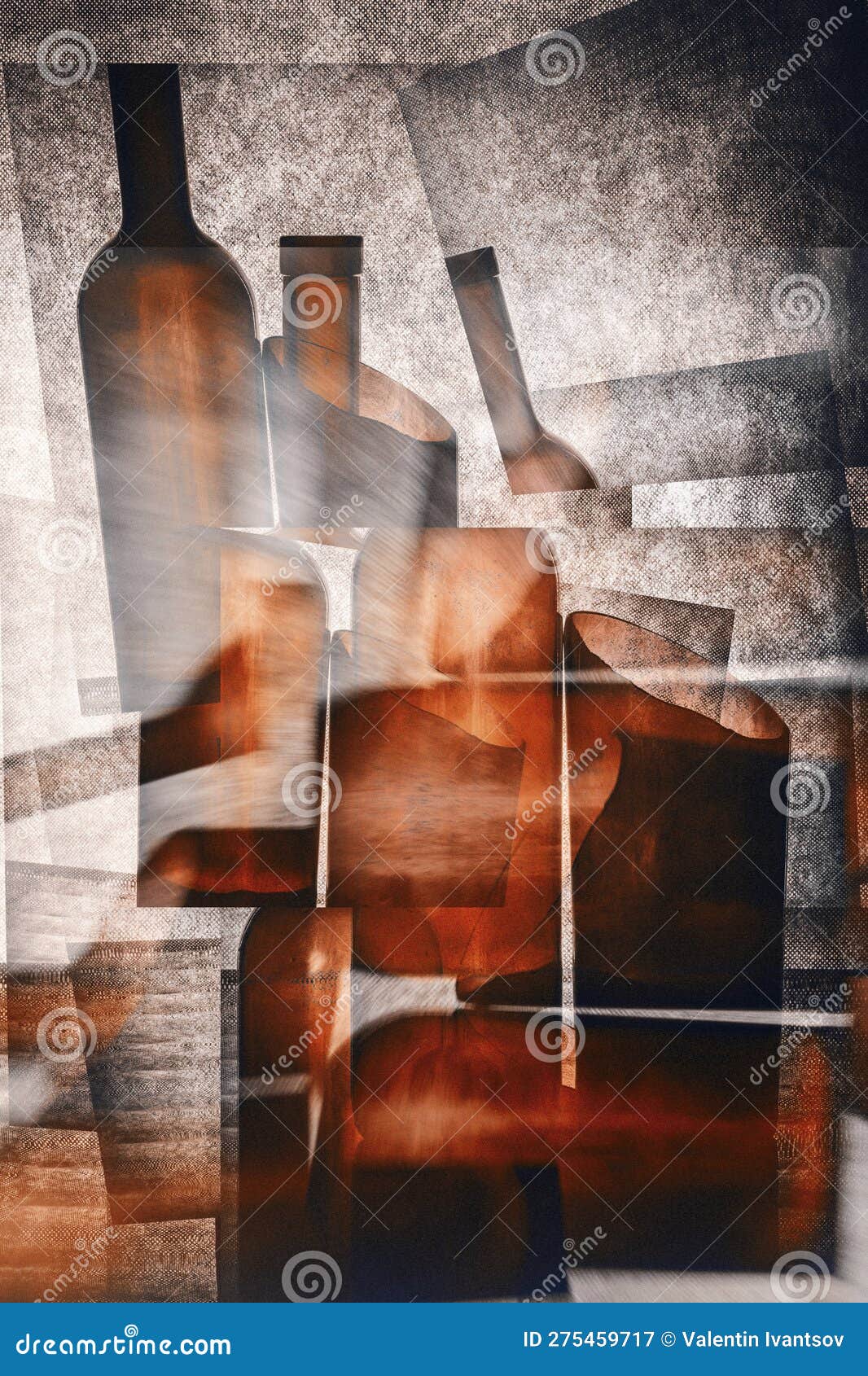 Abstract Collage with Fragments of Glass Bottles Stock Image - Image of ...
