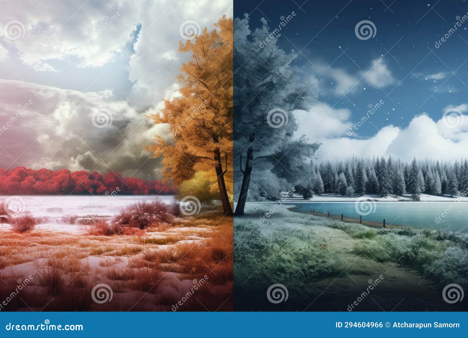 Abstract Collage with Mixed Different Sides of Tree with Changing ...