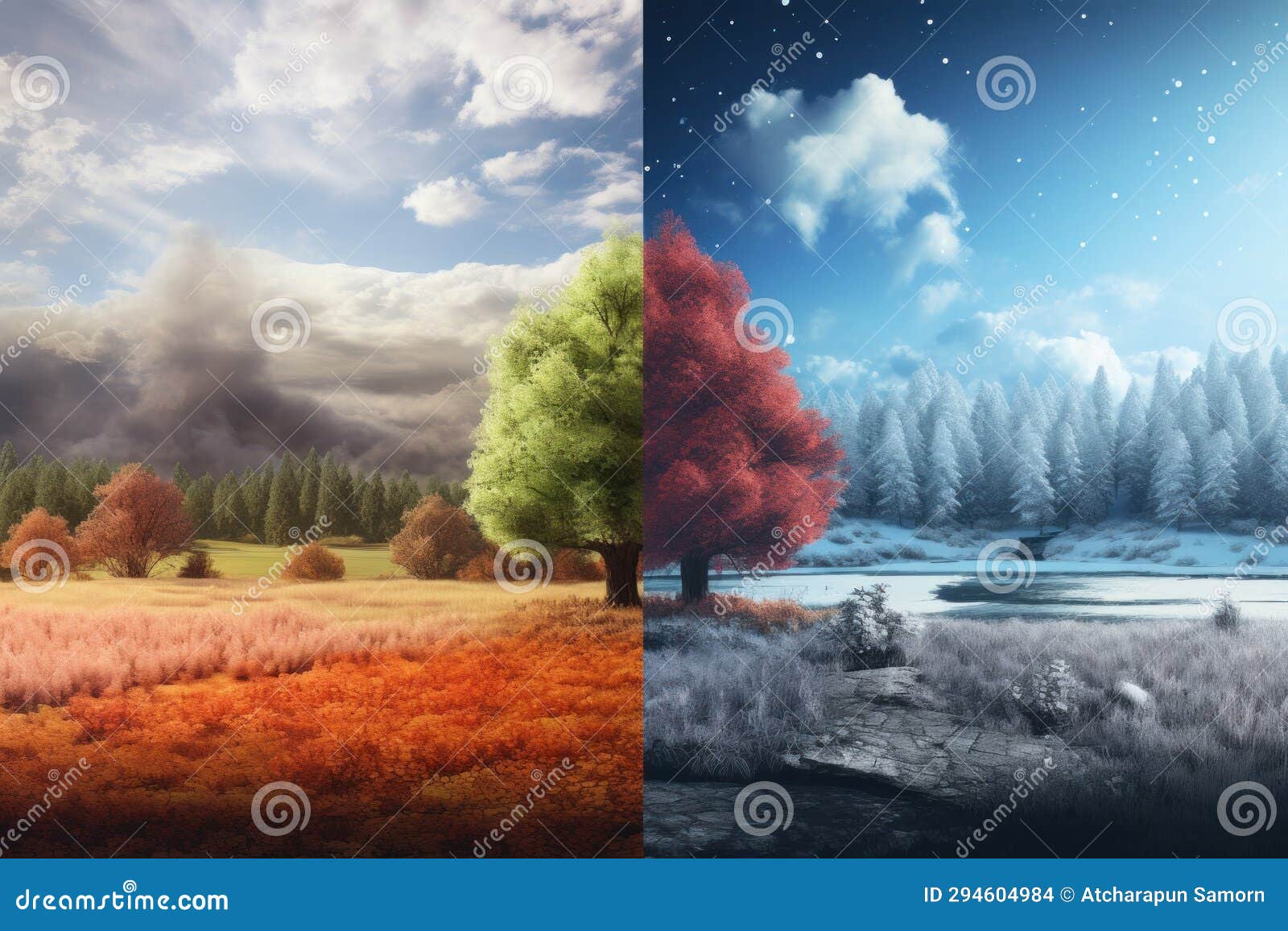 Abstract Collage with Mixed Different Sides of Tree with Changing ...