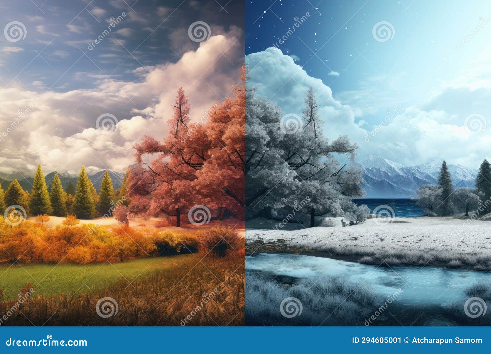 Abstract Collage with Mixed Different Sides of Tree with Changing ...