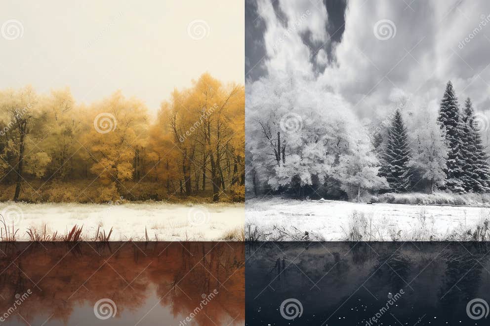 Abstract Collage with Mixed Different Sides of Tree with Changing ...