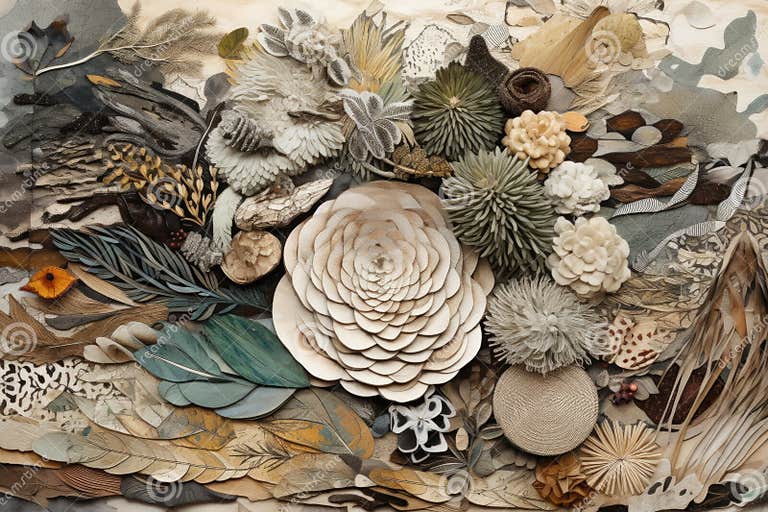 Abstract Collage of Natural Elements and Textures, with Hidden Details ...
