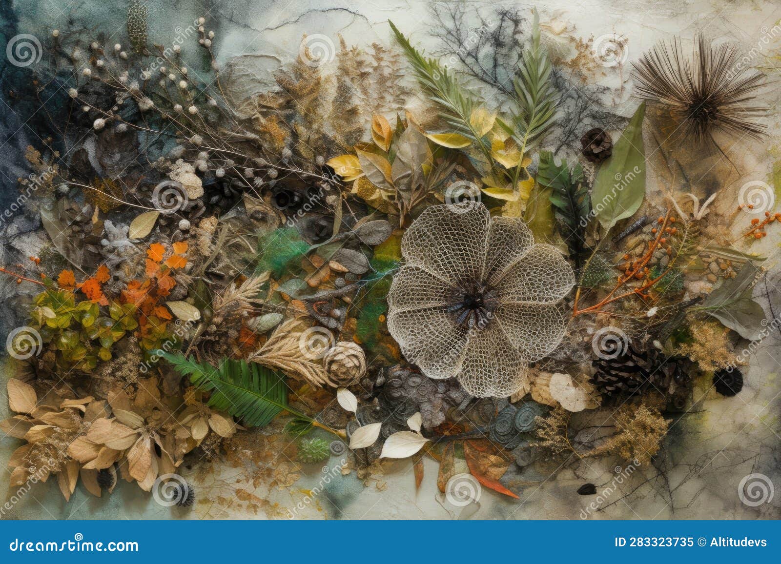 Abstract Collage of Natural Elements and Textures, with Hidden Details ...
