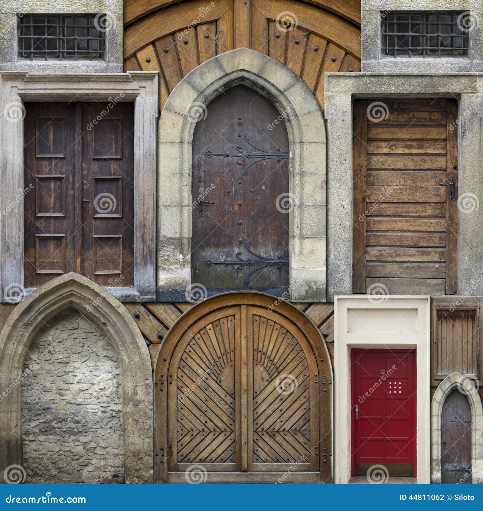Abstract Collage of Old Doors Stock Photo - Image of background ...