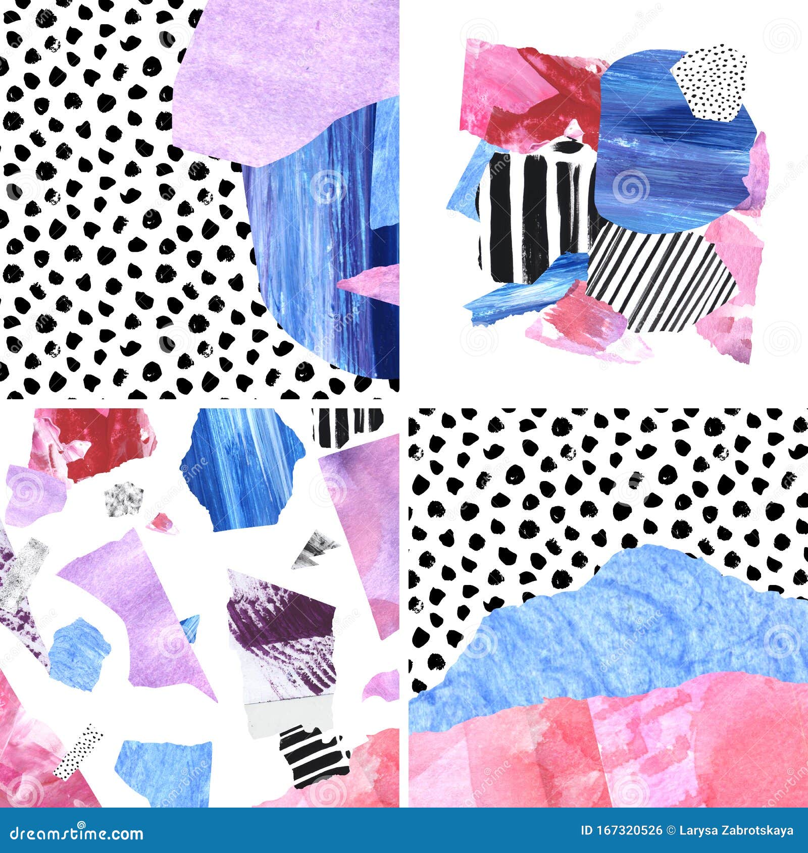 Abstract Collage of Pasted Hand Painted Paper Stock Illustration ...
