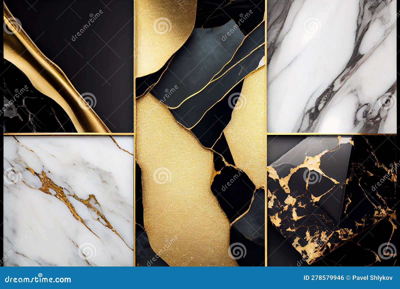 Abstract Collage Poster Made of Various Marbles Stock Illustration ...