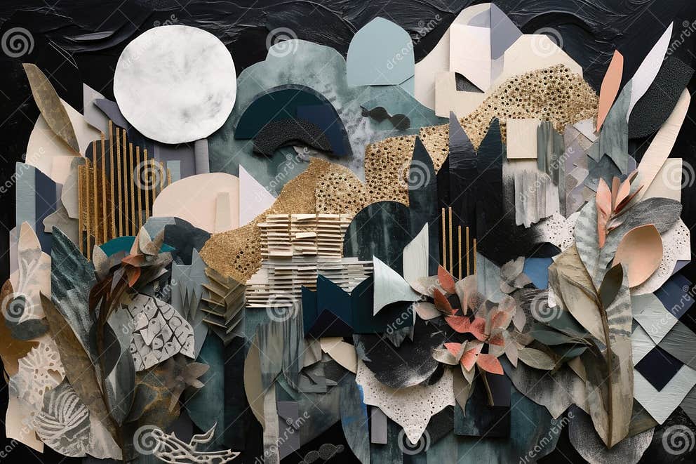Abstract Collage of Random Shapes and Textures Stock Illustration ...
