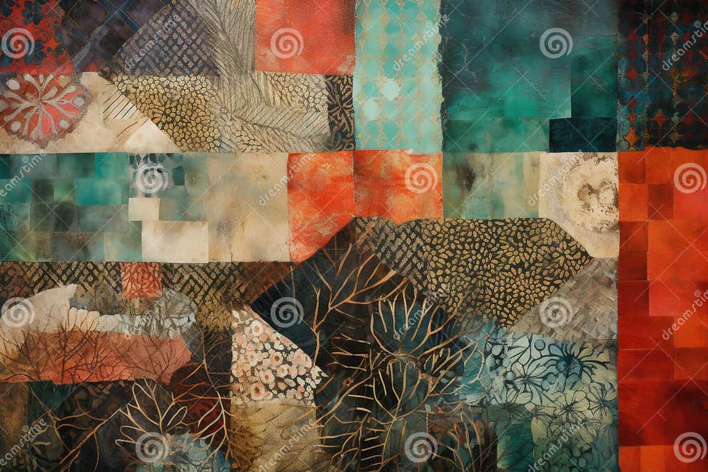 Abstract Collage of Textures and Patterns Stock Illustration ...