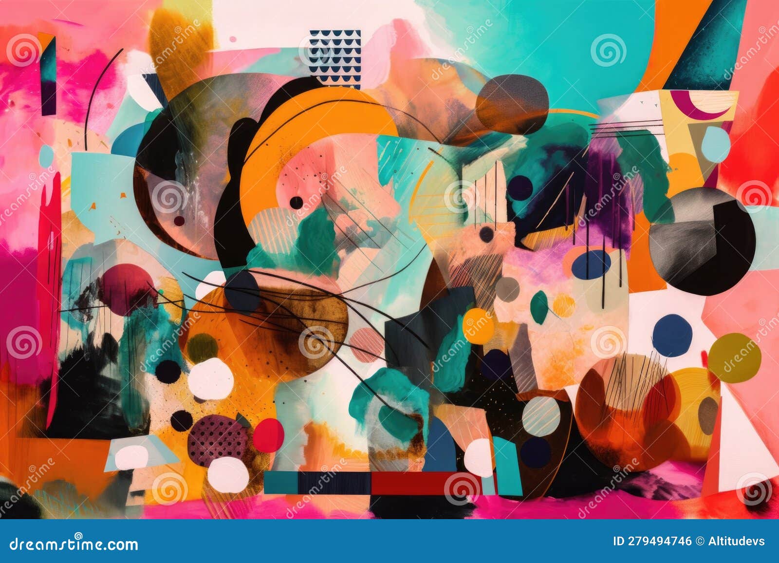 Abstract Collage with Vivid Colors and Unique Shapes Stock Photo ...