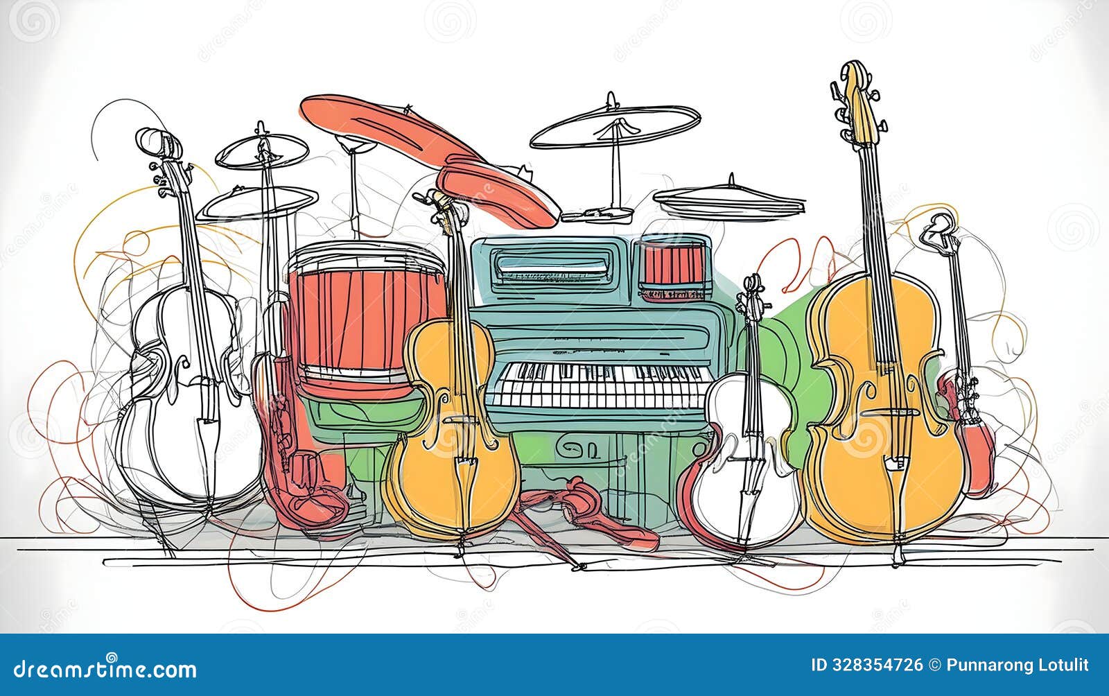 Collection International Musical Instruments Sketch, Generative AI ...