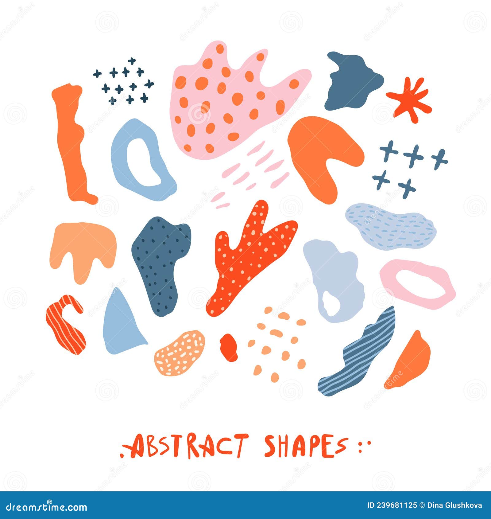 Abstract Collection of Isolated Elements. Smooth Shapes Vector ...