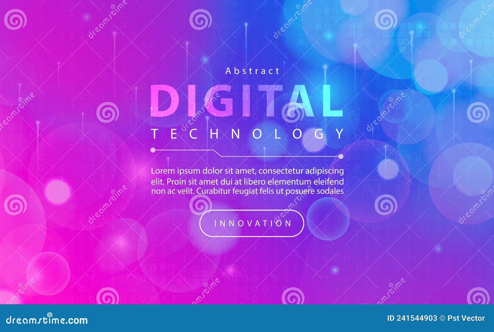 Digital Technology Banner Pink Blue Background Concept with Technology ...